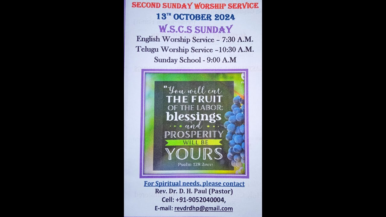 JOHN WESLEY METHODIST CHURCH ENGLISH WORSHIP SERIVCE 13|10|24 @ 07:30 A ...