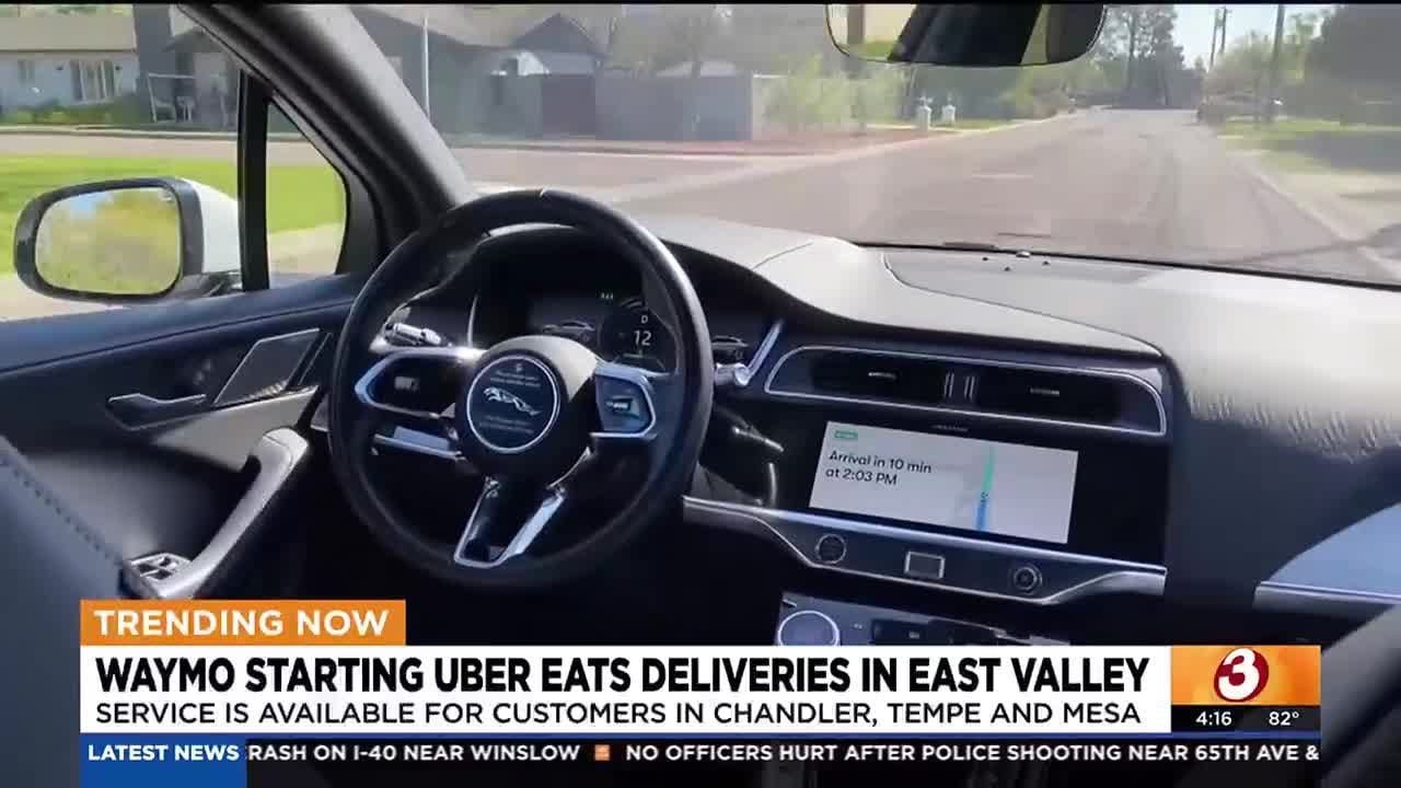 Waymo starting to deliver for Uber Eats in Phoenix area - YouTube