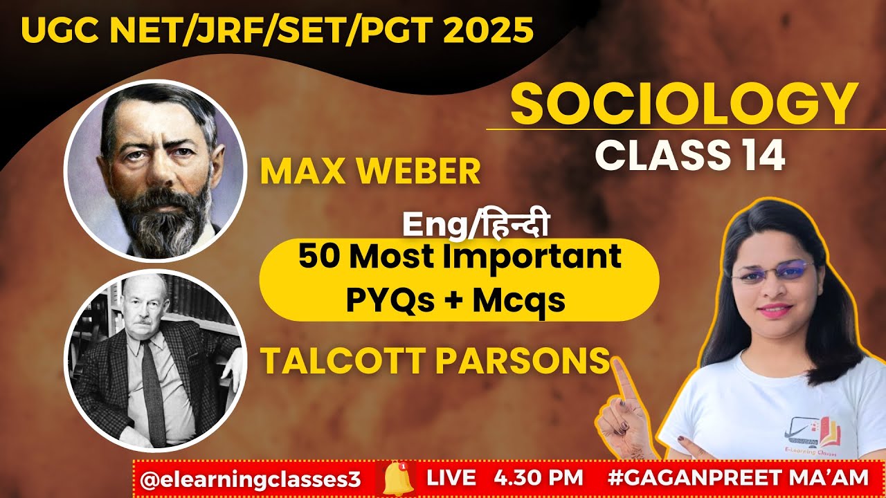 UGC NET Sociology 2025 | Class 14 | Top 50 MCQs on Max Weber Theory ...