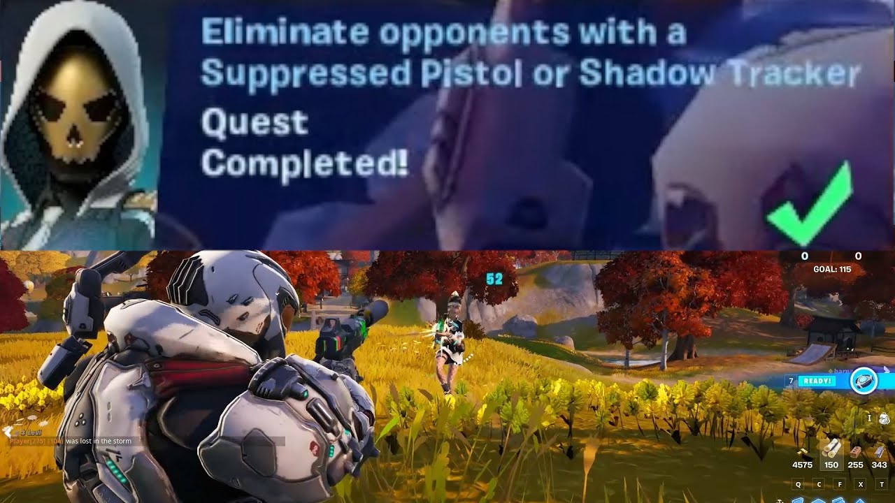 Eliminate opponents with a Suppressed Pistol or Shadow Tracker Fortnite ...