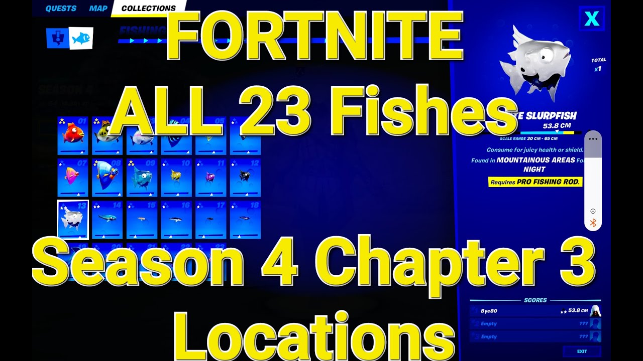 ALL 23 Fishes Locations in Fortnite How to Catch Every Fish Season 4 ...