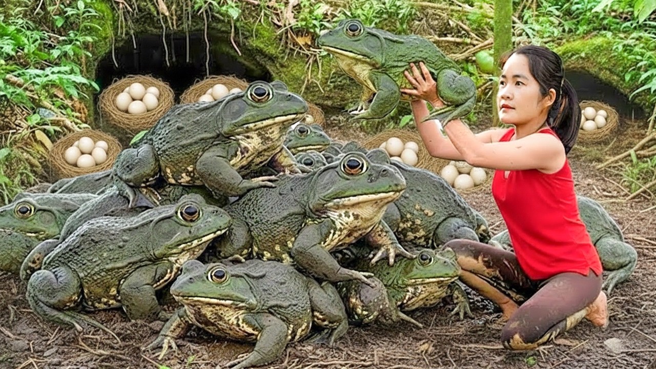 Harvesting Wild Frogs & Fresh Eggs in the Forest & Goes Market to Sell ...
