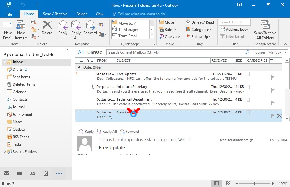 Create a new email message and copy the body of the New Codes email in ...