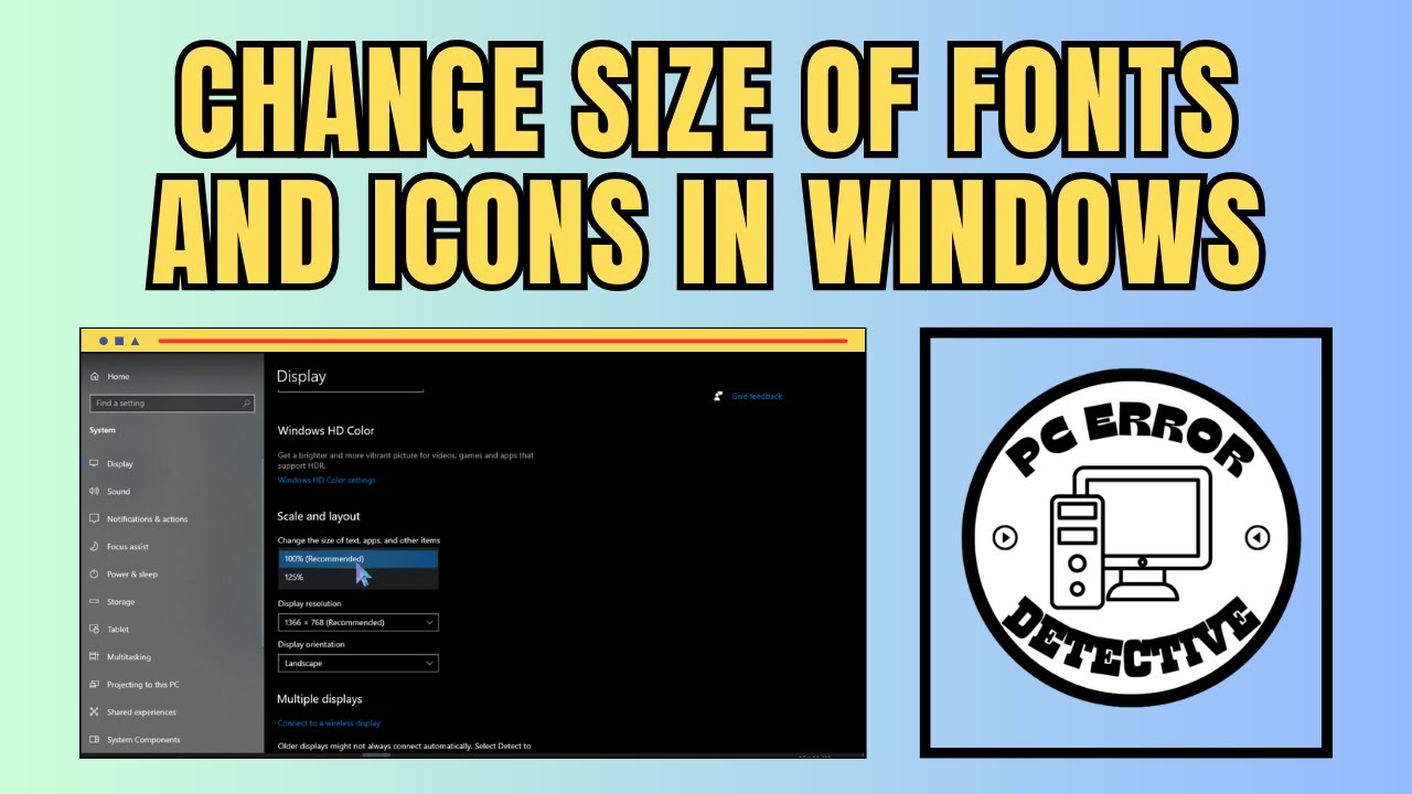 How to Change the Size of Fonts and Icons in Windows 10 | Customize ...