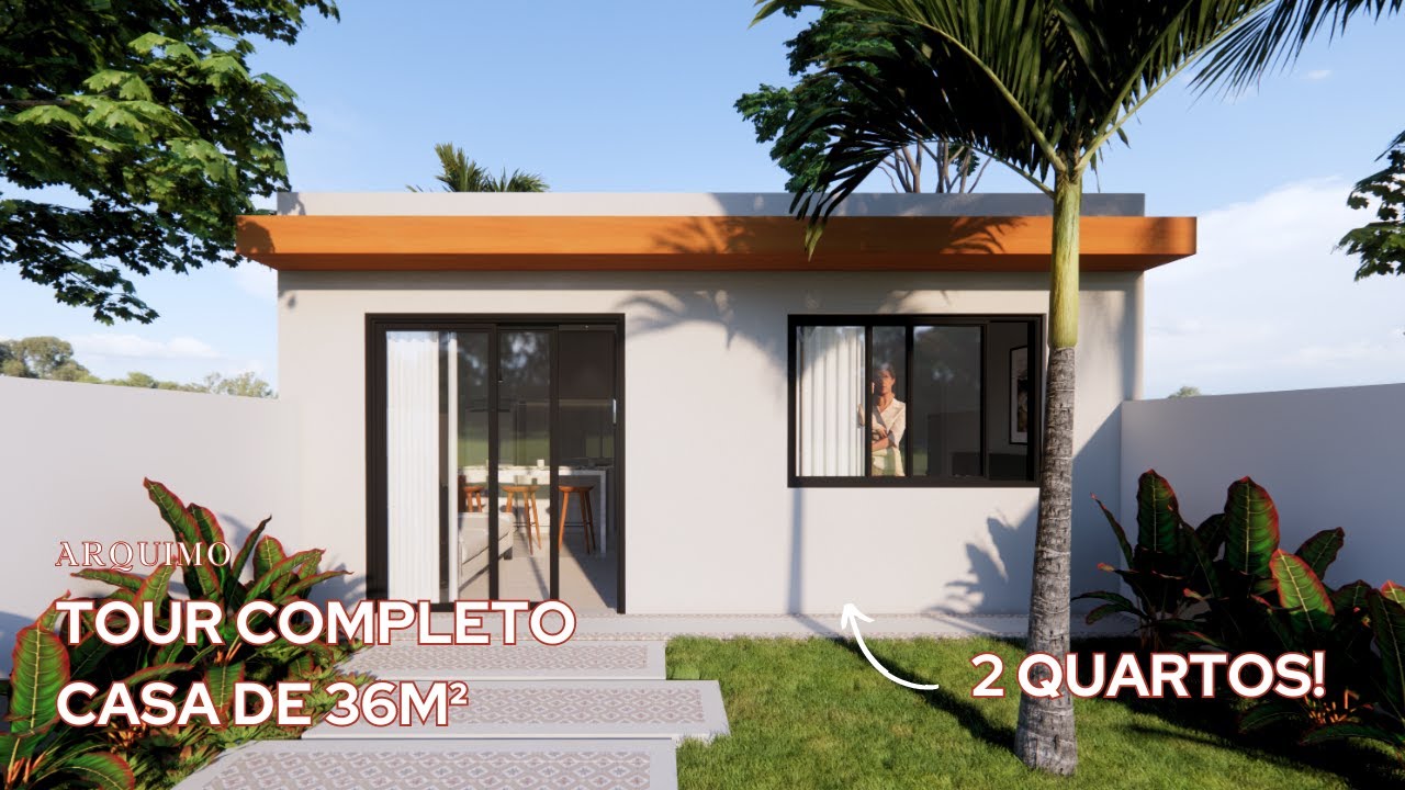 Plano de Casa 6X6 | Com 2 Quartos | Mini Casa 36 M²| 6X6 HOUSE (36 SQM ...