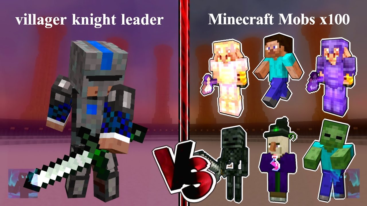 Villager Knight Leader vs All Mobs x100 | Minecraft Mob Battle | Mob ...