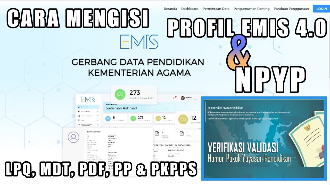 MENGISI PROFIL DAN NPYP YAYASAN DI EMIS 4.0 UNTUK LPQ, MDT, PDF, PP DAN ...