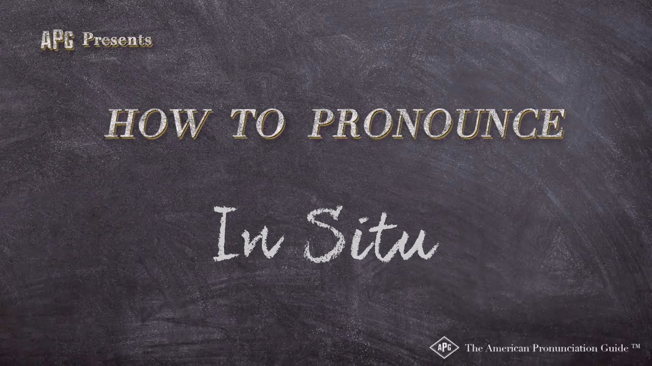 How to Pronounce In Situ (Real Life Examples!) - YouTube