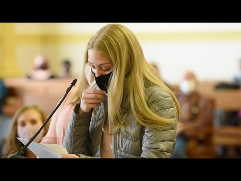 Olivia Devins speaks at Brandon Clark's sentencing in the murder of her sister Bianca