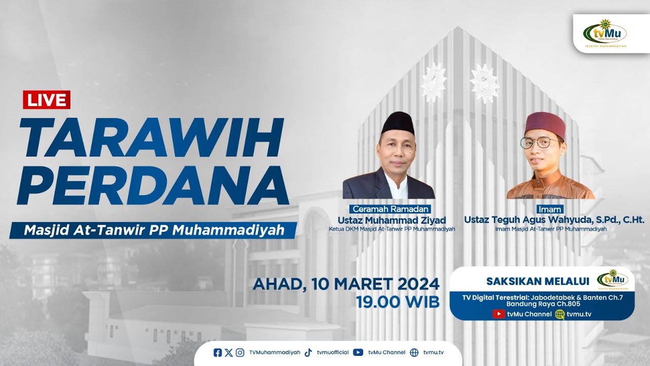 [LIVE] TARAWIH PERDANA Masjid At-Tanwir PP Muhammadiyah - YouTube