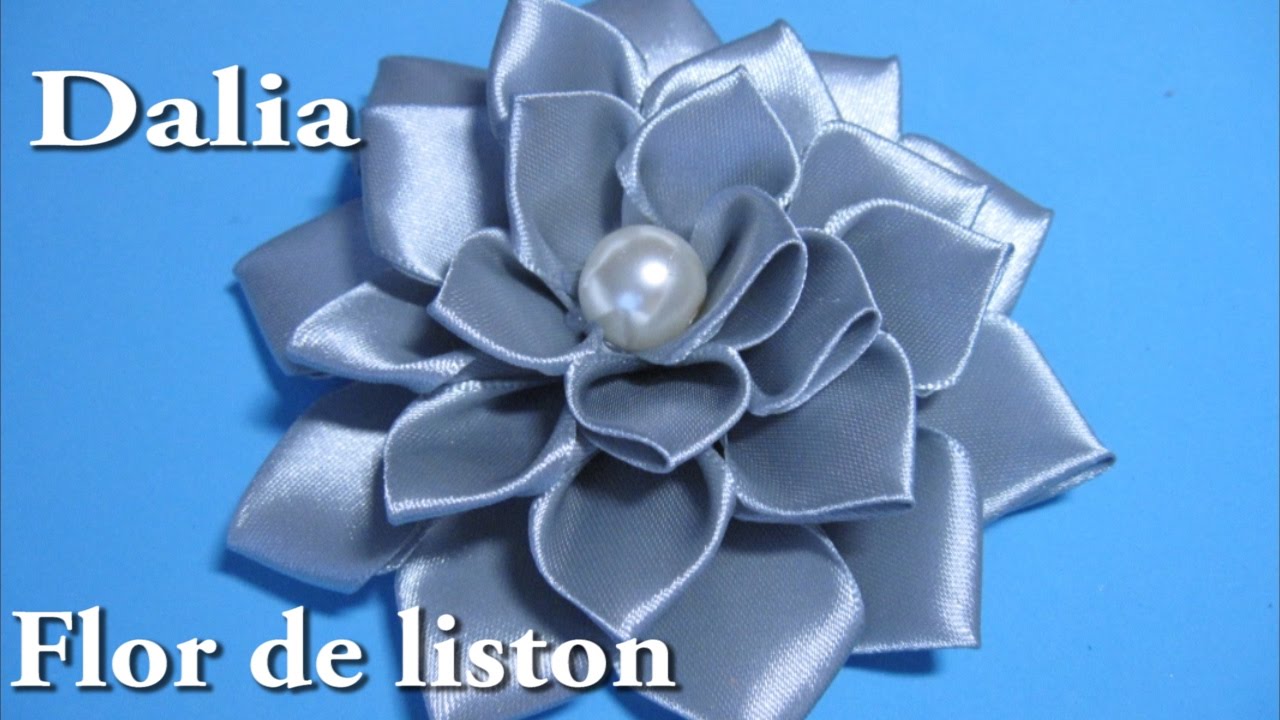 #DIY -# Dalia, flor facil de liston paso a paso sin hilo ni aguja ...