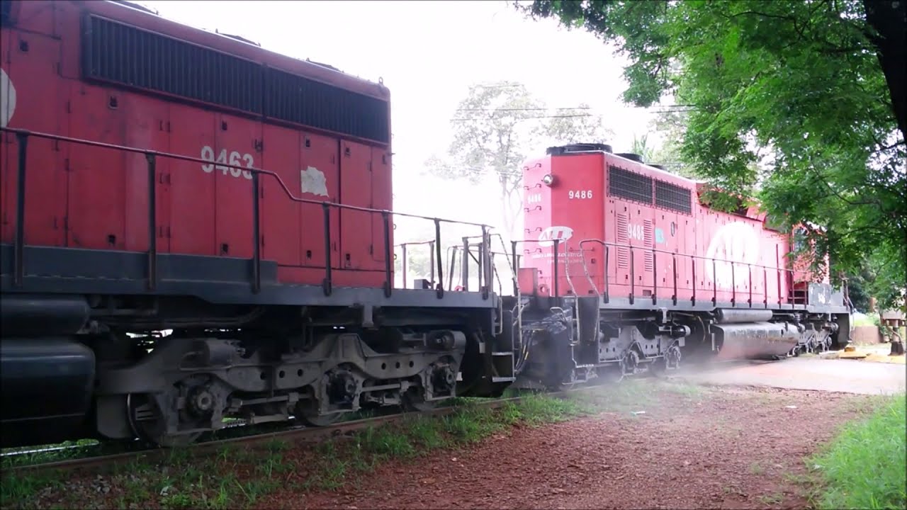 Trem Rumo ALL M09 com trio de SD40 parando e arrancando em 8º ponto na ...