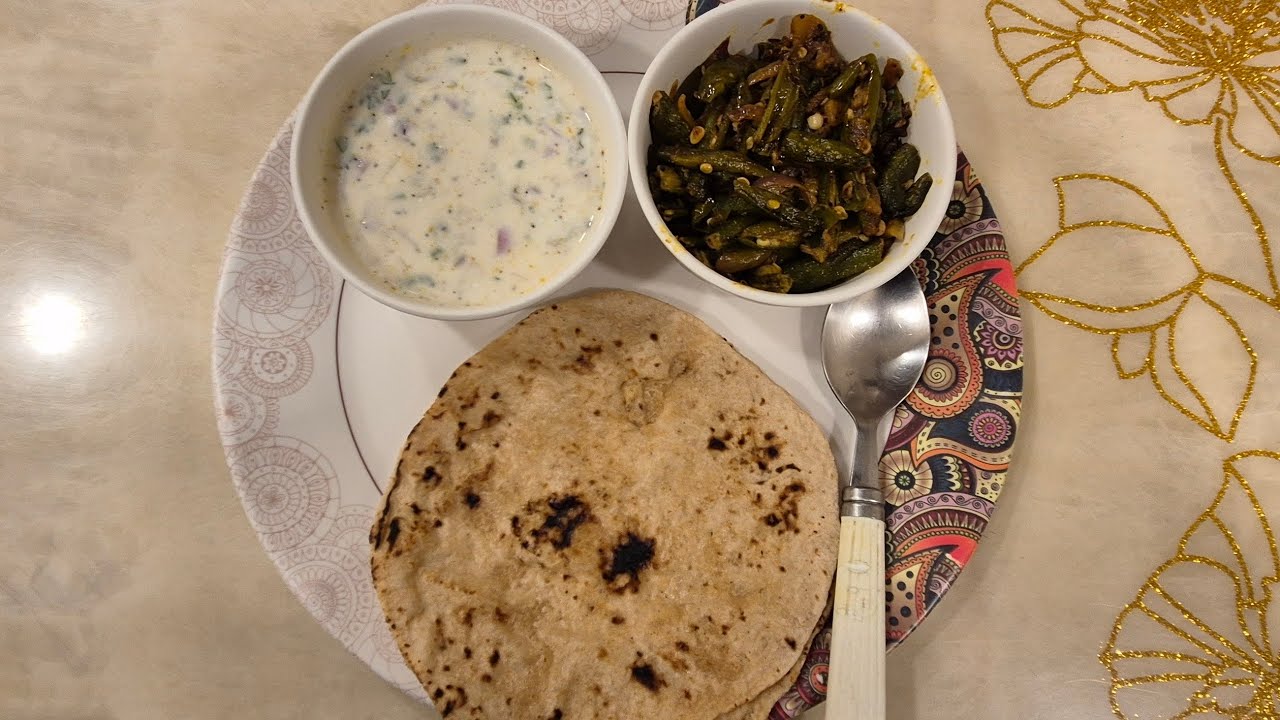 bhindi ki sabji aur raita Banaya😋 - YouTube