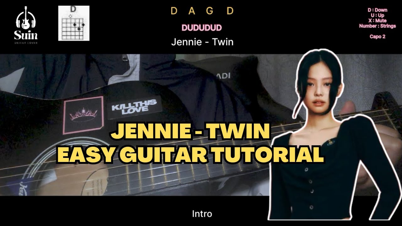 JENNIE - 'Twin' EASY Guitar Tutorial + Lyrics | Suin - YouTube