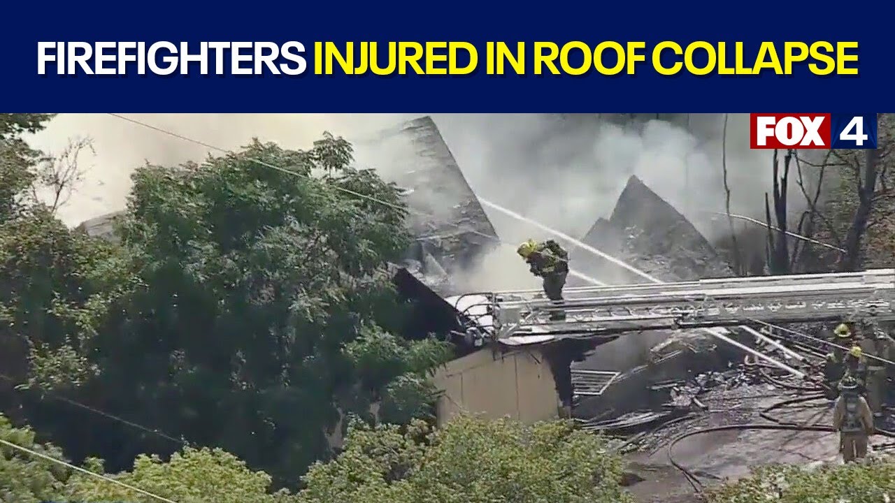 Fort Worth firefighters injured in roof collapse - YouTube