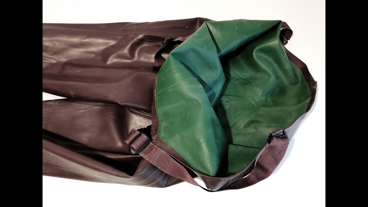 HEAVY SHINY BROWN / GREEN NATURAL RUBBER WADERS UNLINED 43-44 3kg RARE ...