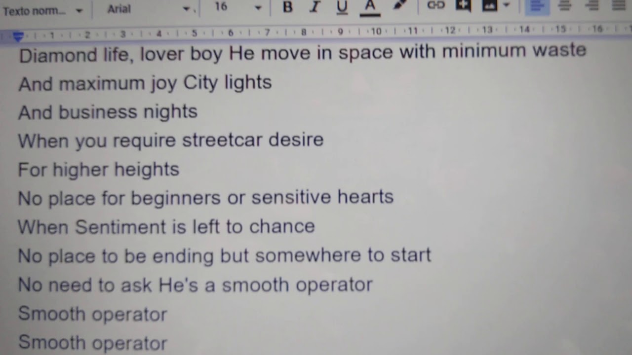 Reading Lyrics of the song Smooth Operator. - YouTube