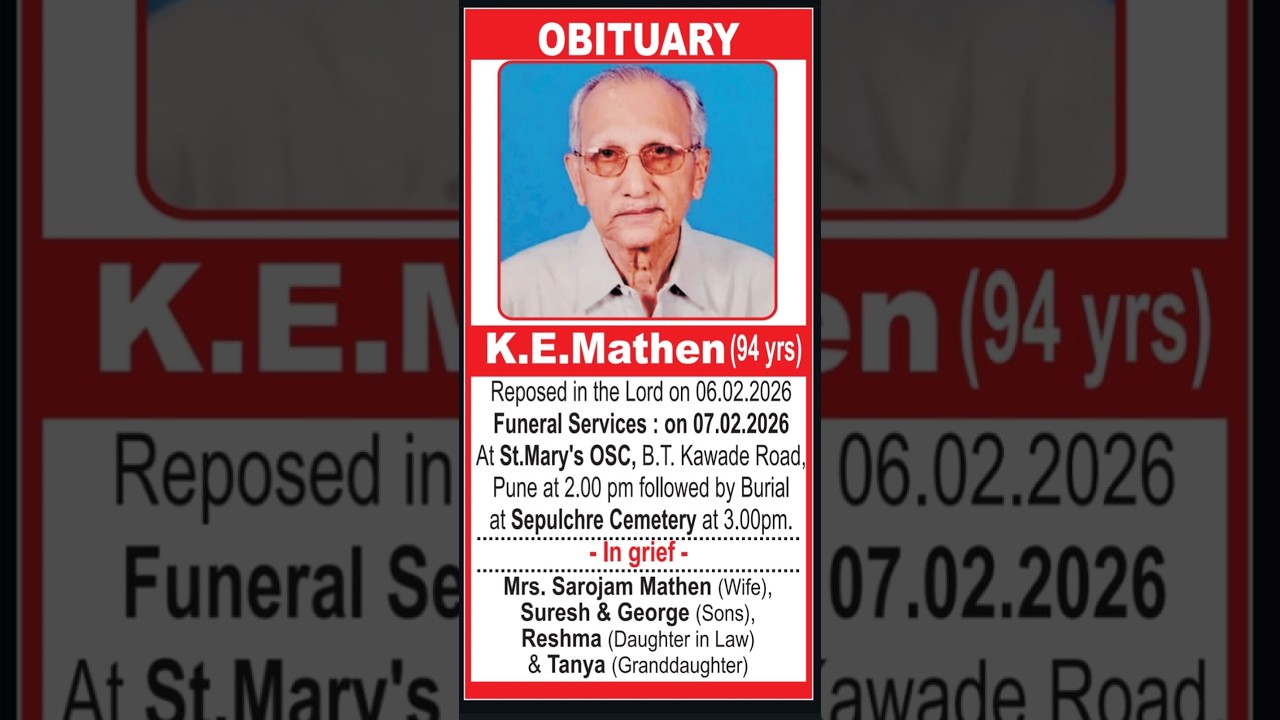 Funeral Service Of Late K.E.Mathen (94 yrs). Live By Art Studio 92261 ...
