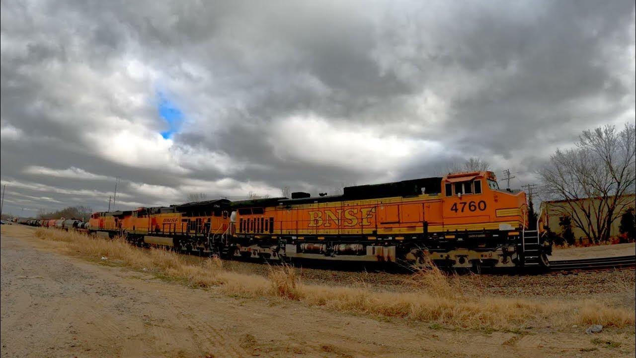 Westbound BNSF 4760/3794/7723, Mixed Freight Train, "Cherokee Sub" Tulsa, OK, 2-1-2022, GoPro ...