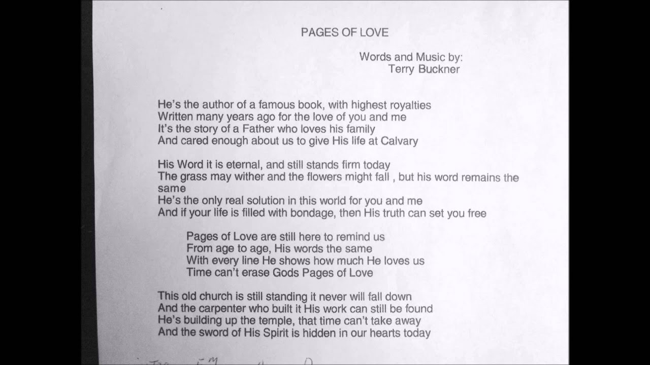 Terry Buckner - Pages Of Love - YouTube