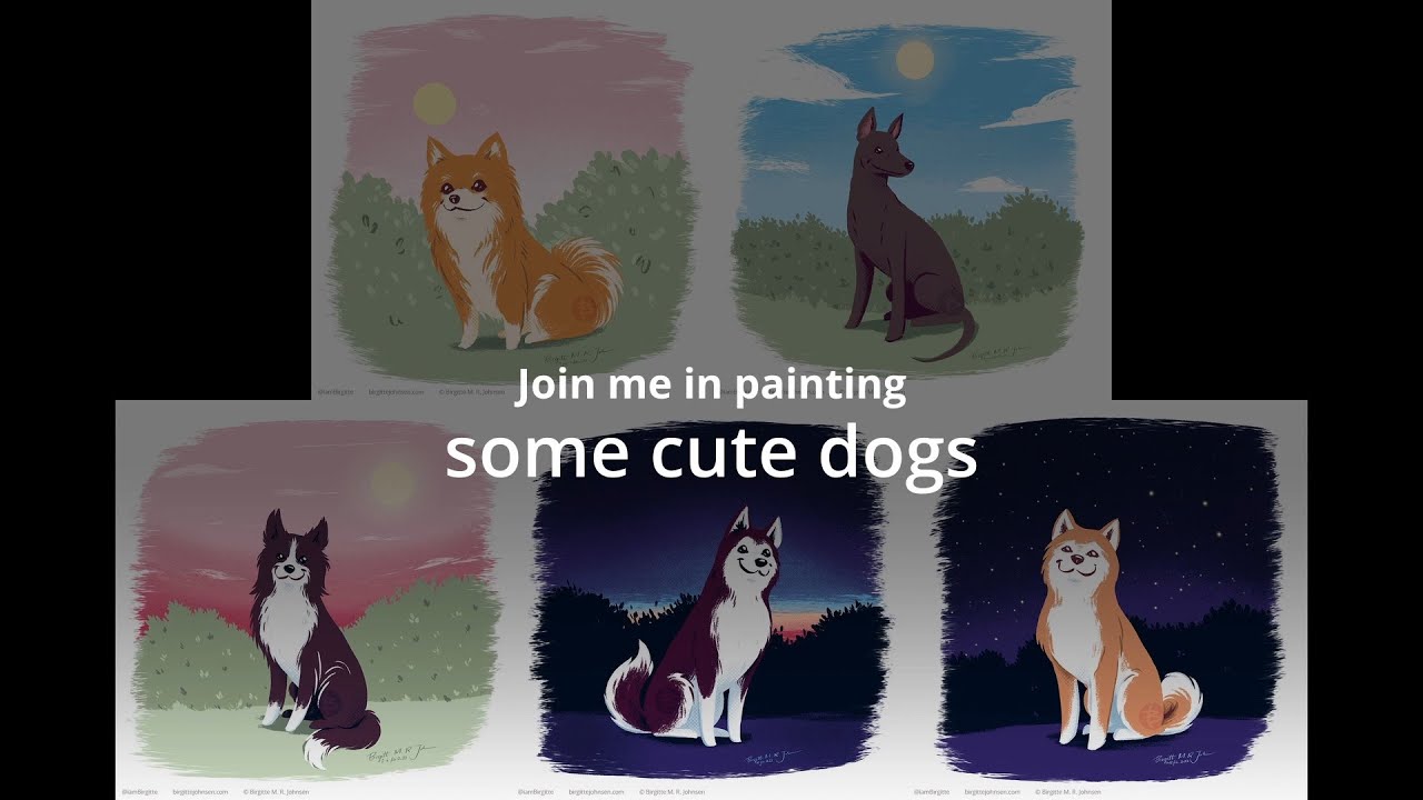Paint five dogs with me, one to represent a different time of day - YouTube
