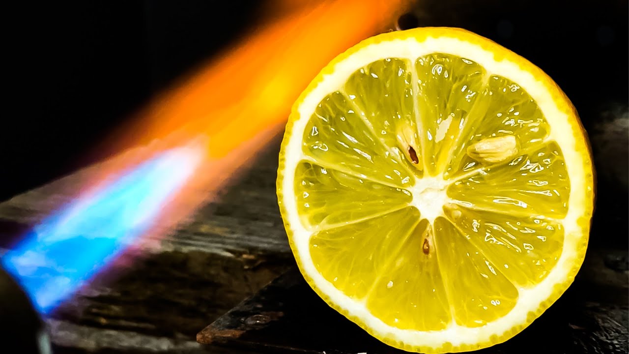 Fire vs lemon an experiment with a gas burner - YouTube