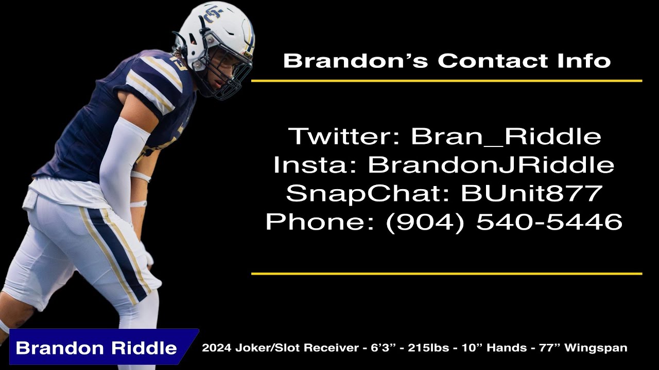 Brandon Riddle - 2024 H-TE/Slot Receiver/FB 2023 Senior Season (Final ...