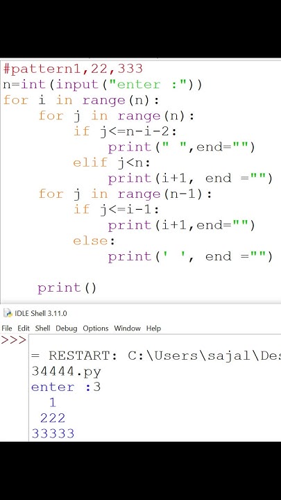 Pattern 2 In Python Shorts Python Pythonbasics Youtube