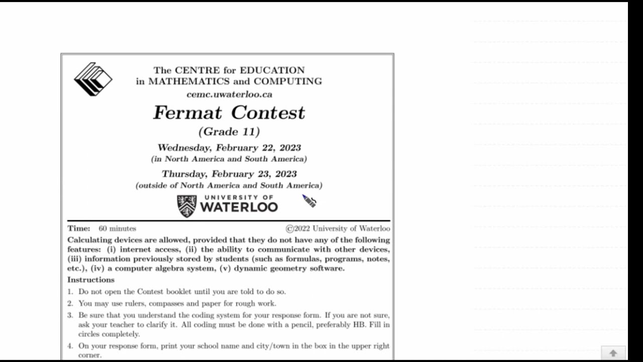 2023 Waterloo Math G-11 - YouTube