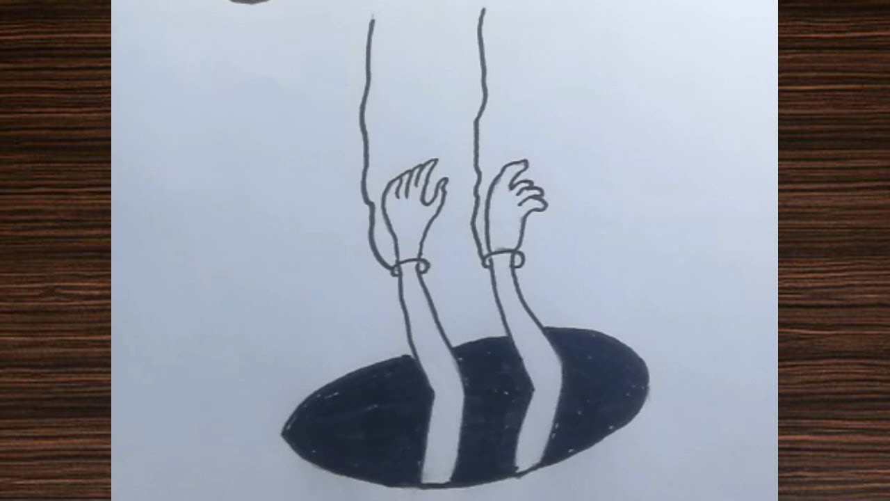 how to draw a girl falling in a hole | #easy #sketch #artfun | #drawing ...
