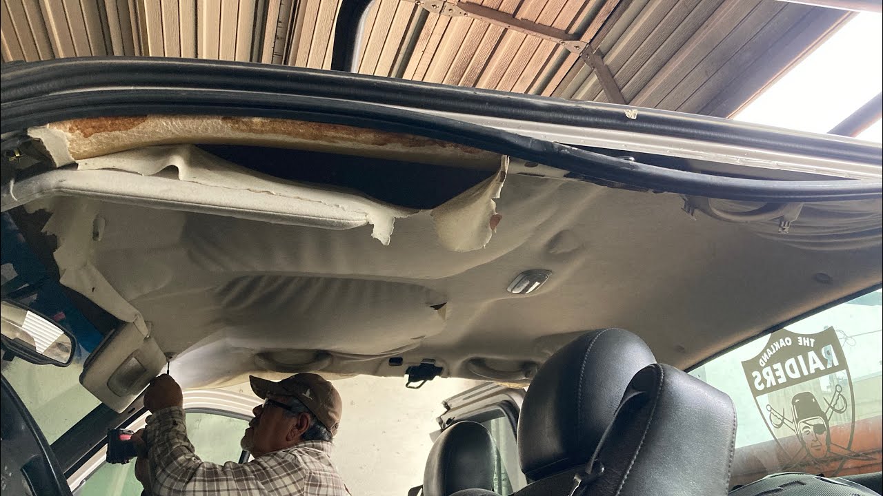 Redoing headliner on 2005 GMC sierra extended cab - YouTube