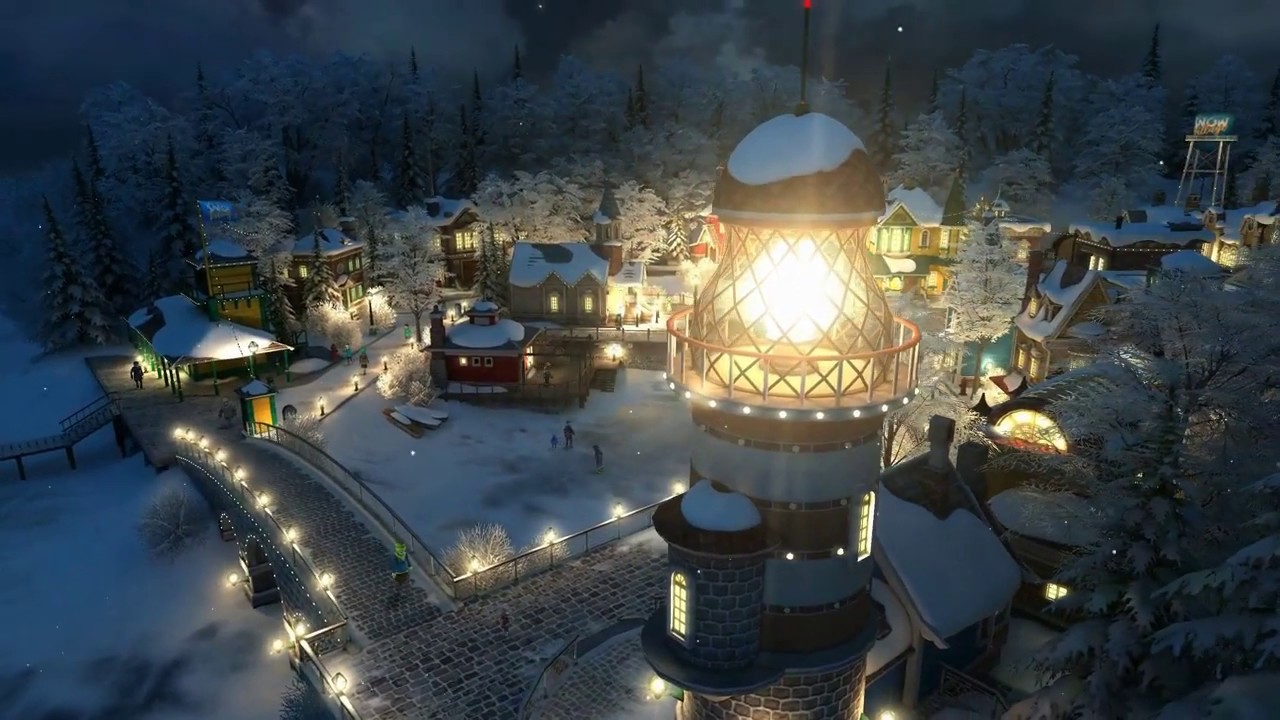 1 hour walking in a Snow Village/Snowy night life experience /欧洲小镇-雪夜 ...