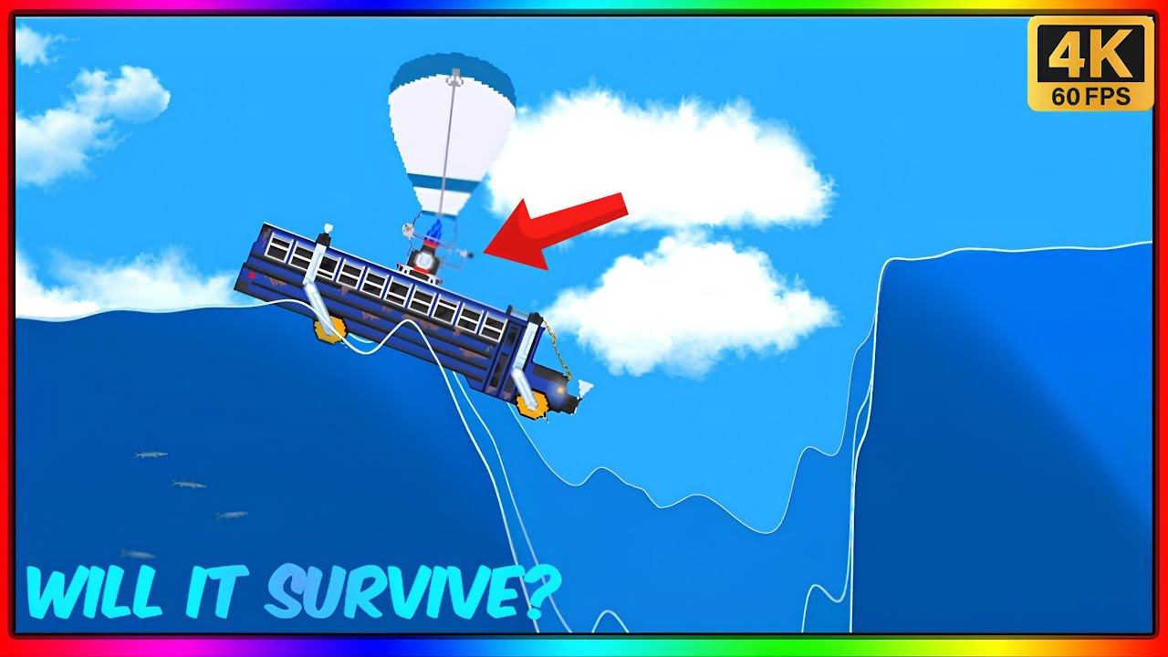 FORTNITE BATTLE BUS VS Tsunami - Floating Sandbox (4K 60FPS) #1 - YouTube