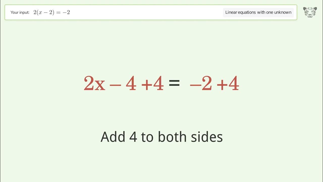 Linear equation with one unknown: Solve 2(x-2)=-2 step-by-step solution ...
