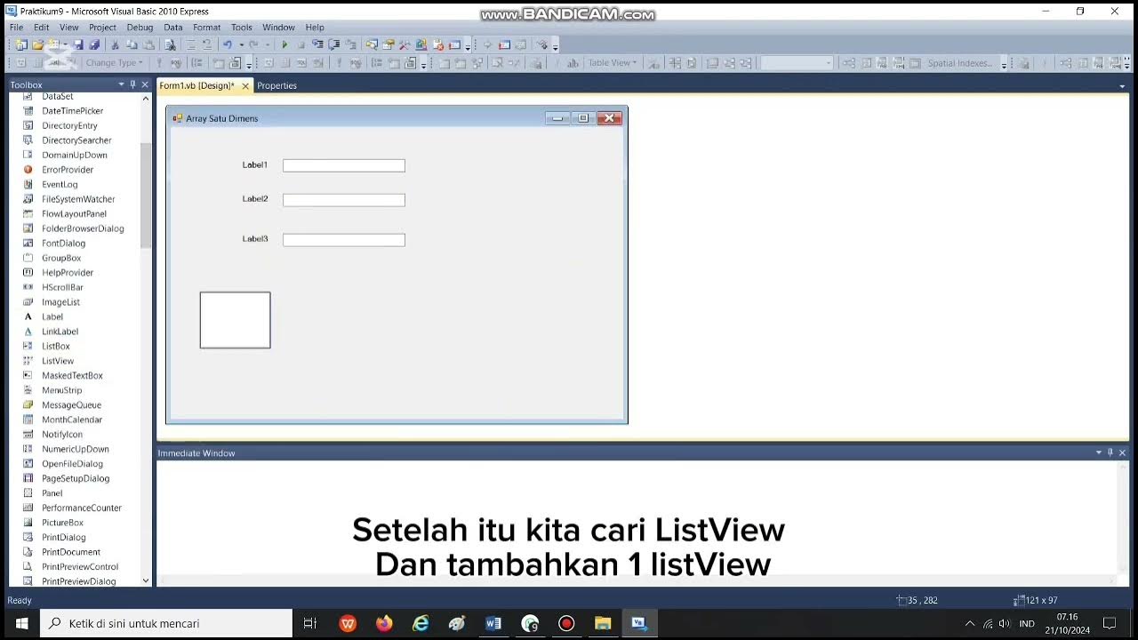 cara membuat array satu dimensi dan array multi dimensi di microsof visual basic 10 - YouTube