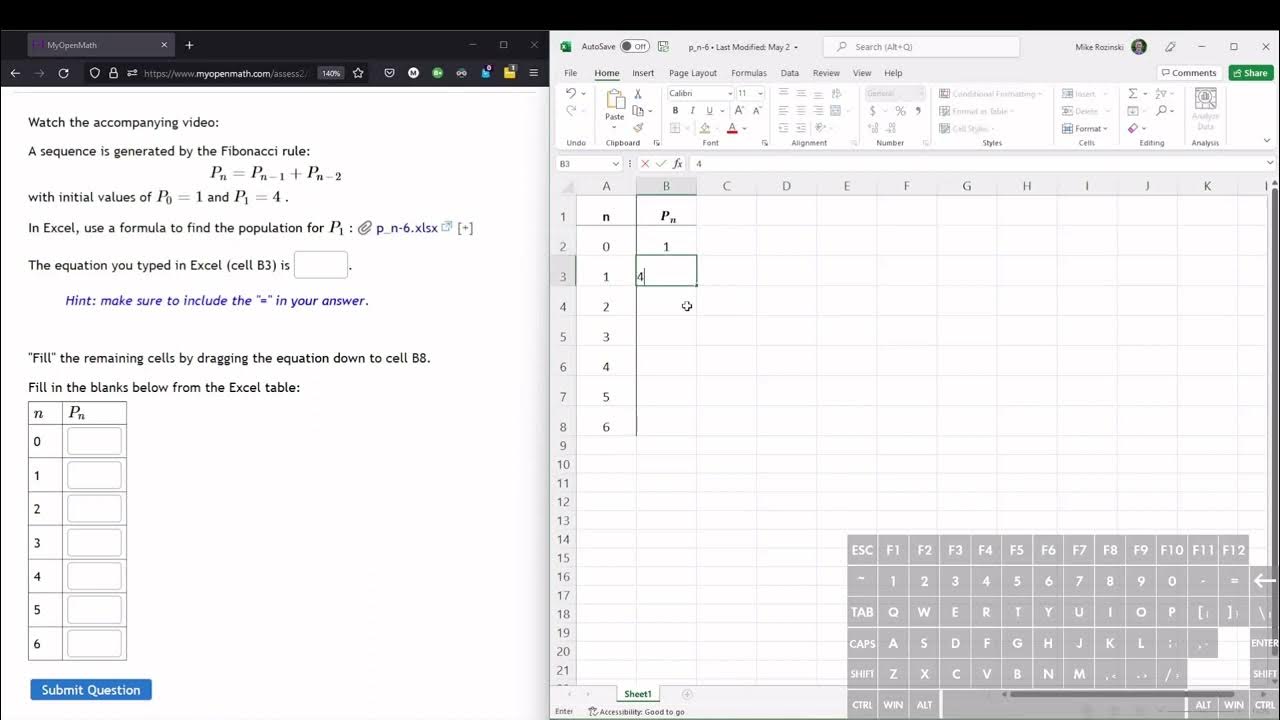 Excel – Recursive Fibonacci - YouTube