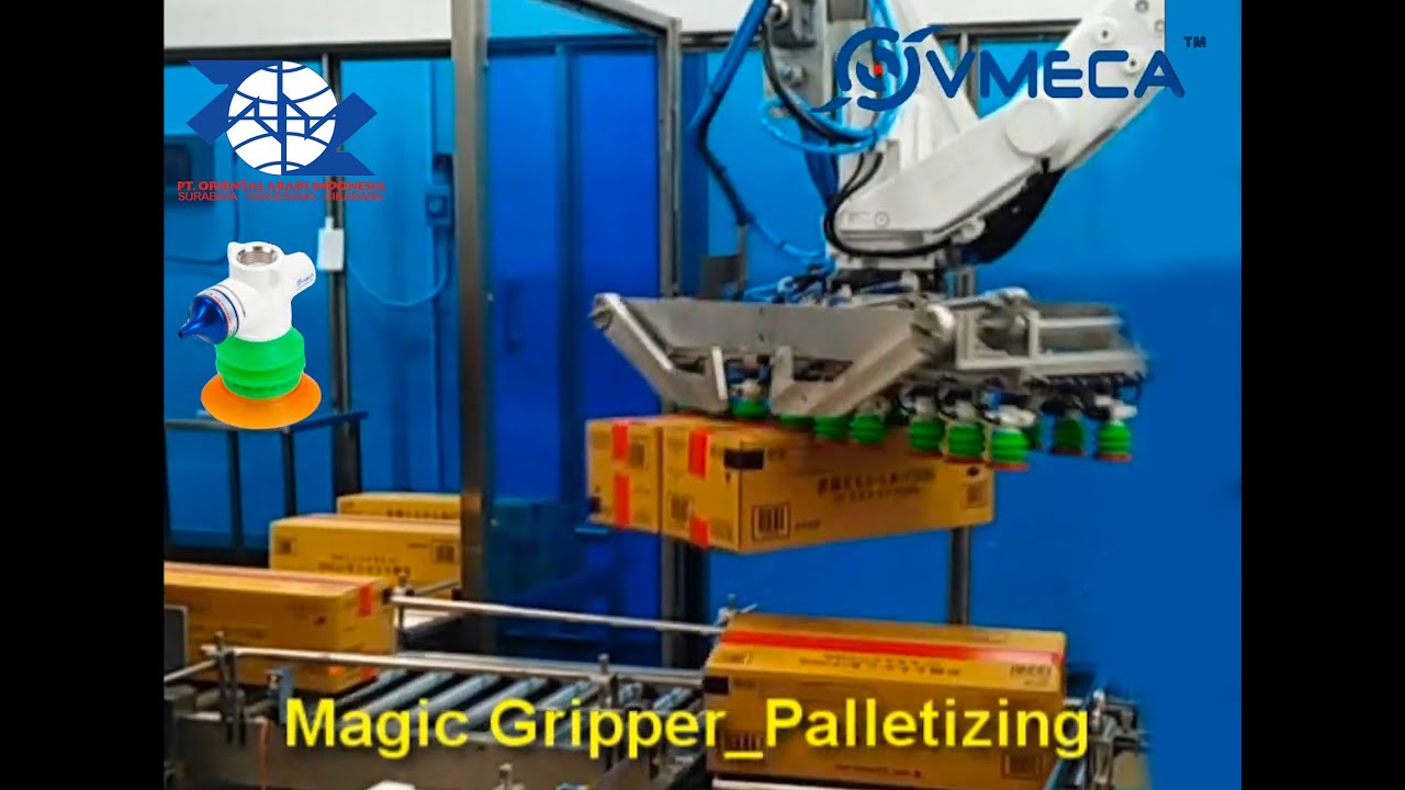 Palletizing System with VMECA Magic Gripper - YouTube