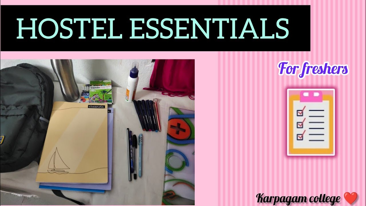 HOSTEL ESSENTIALS||Things to carry to Hostel ||Complete list /Karpagam ...