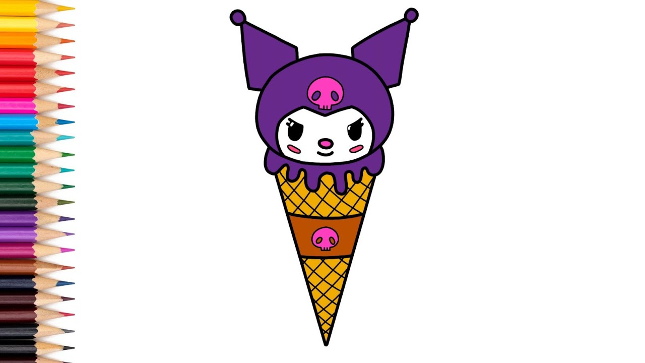 Gambar es krim Kuromi | How to draw Kuromi ice cream - YouTube
