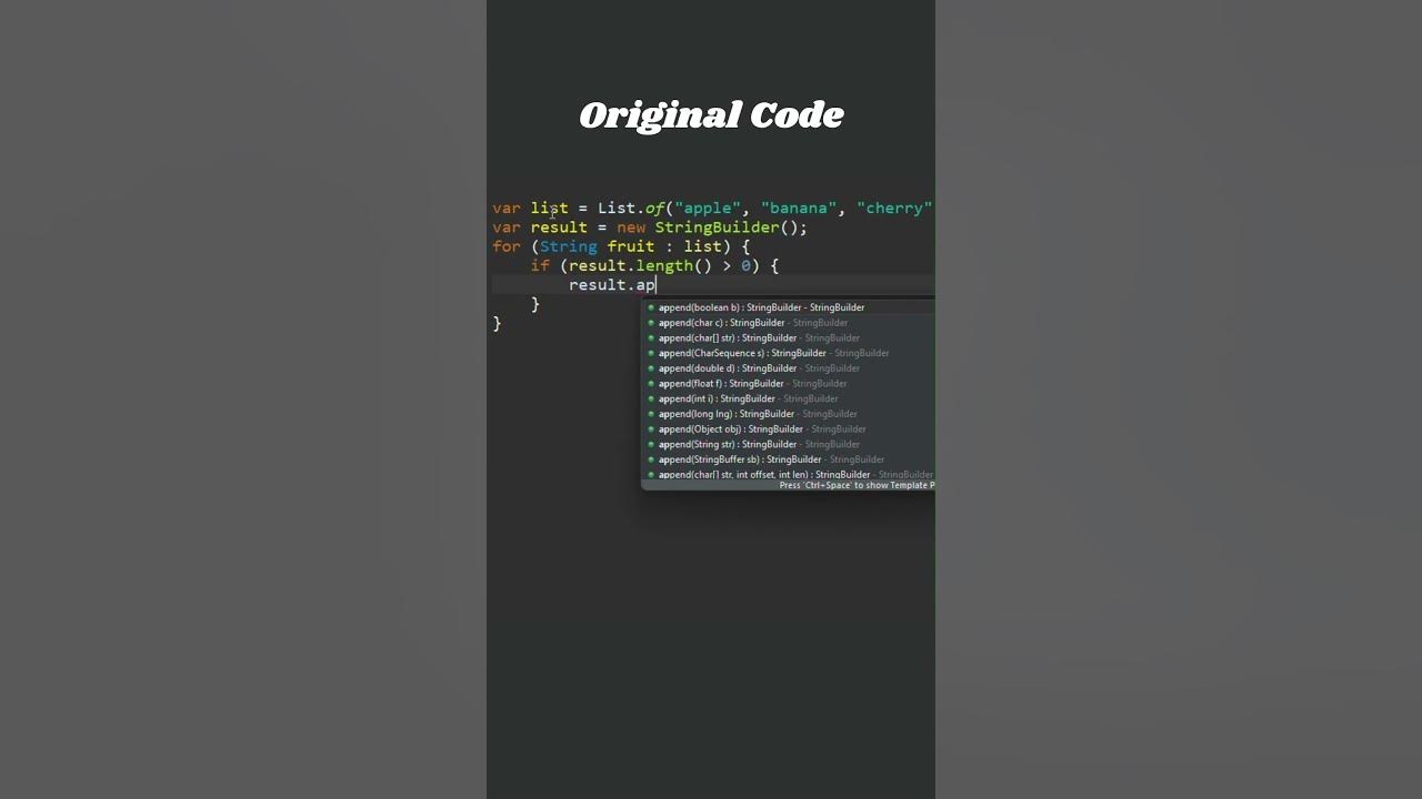 0063 Java Optmization trick: String.join #java #shorts #coding - YouTube