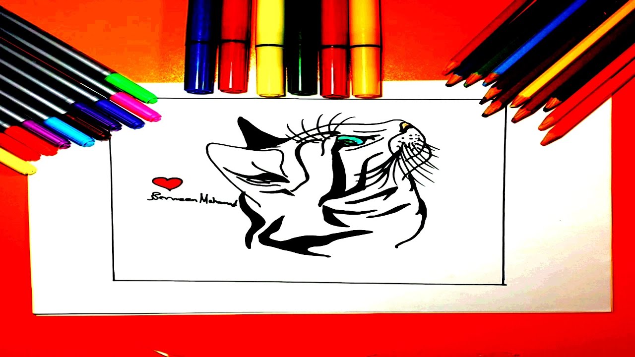 How to Draw a cat in a pop art way easily step by step || kedi nasıl ...