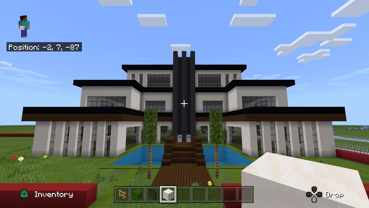 easy minecraft modern mansion for beginner - YouTube