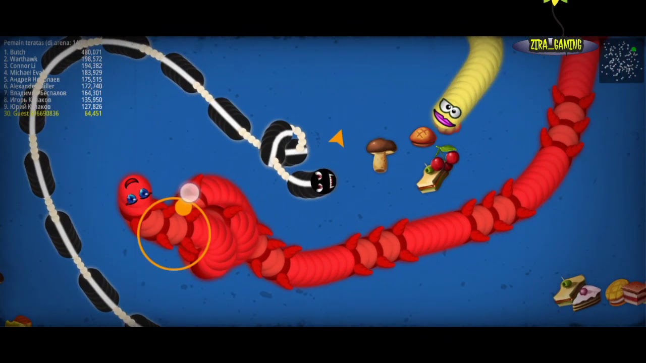 Keseruan bermain game ulat Worms zone io - YouTube
