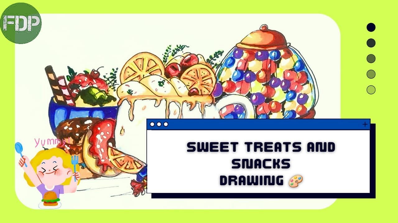 Cute Easy Yummy Sweet Treats And Snacks Drawing - YouTube