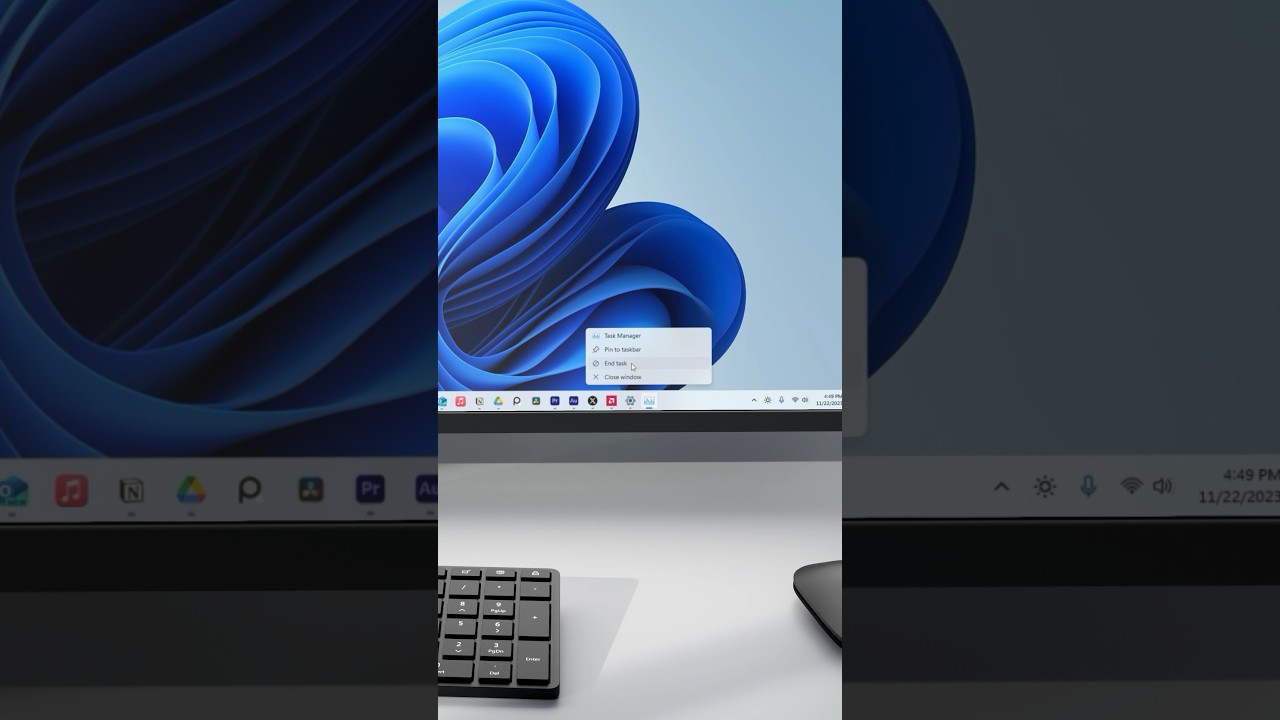 Botón para finalizar una tarea en Windows 11