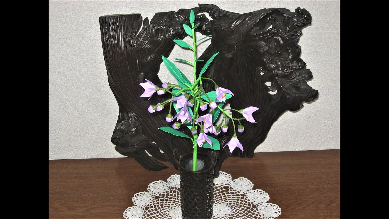 花【折り紙アート】ルリヤナギを折り紙で作ってみた。☆EASY Origami make waxyleaf nightshade☆ - YouTube