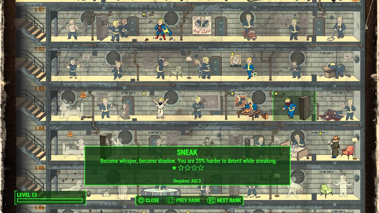 Fallout 4 - "Sneak" Perk Unlocked (Requires Level 2 Agility ...
