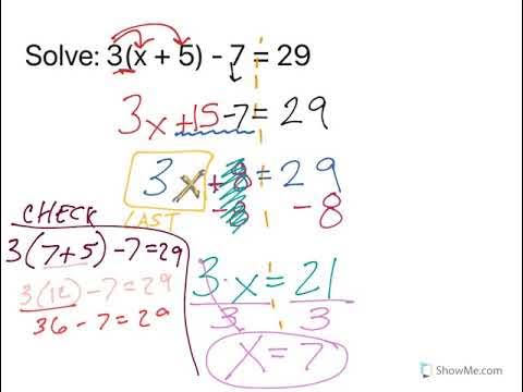 Solve multi-step equations that include the distribute property - YouTube