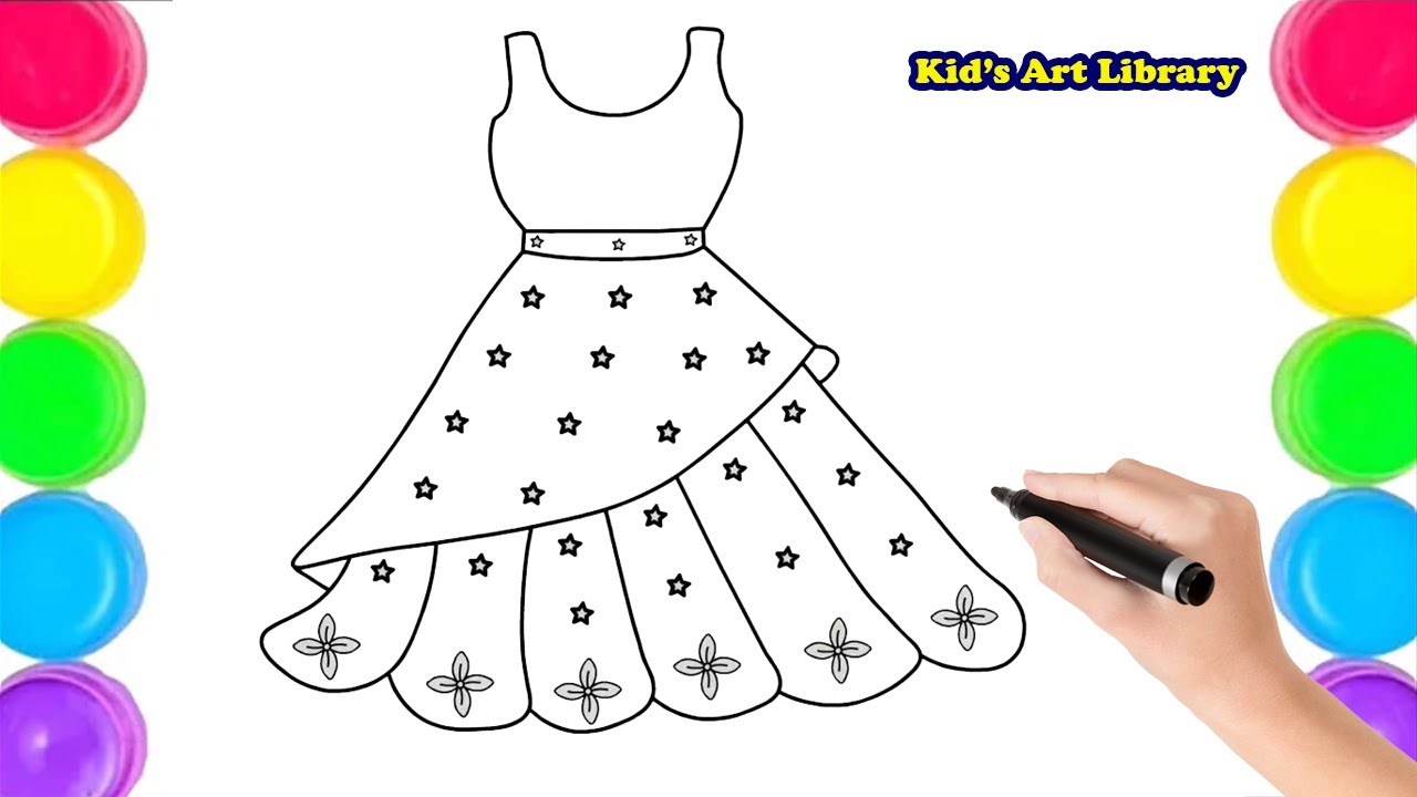 How to draw a dress | Dress drawing for kids step by step | draw dress ...