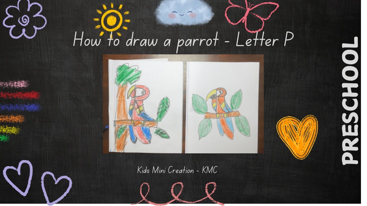 How to draw a parrot - Letter P - PRESCHOOL - YouTube